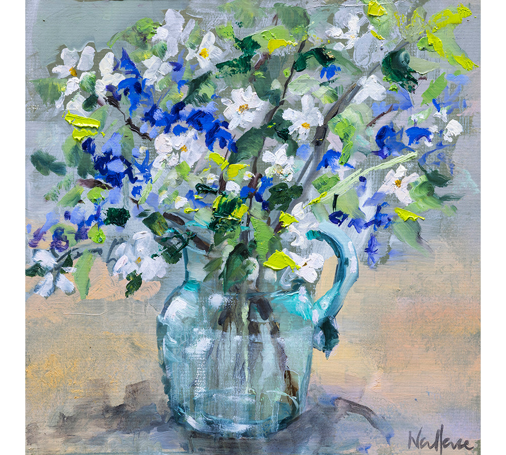 Blossom and Bluebells in Glass – Laura Wallace Art